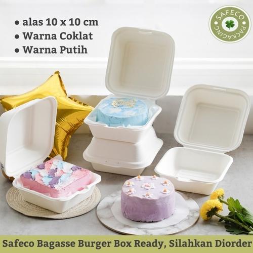 Jual Bagasse Burger Box Lunch Box Kotak Tart Mini 450 ml/ 6" Takeaway ...