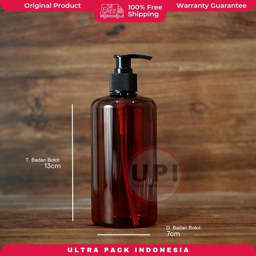 Jual BOTOL PLASTIK PUMP 500ML / BOTOL PET HS 500ML AMBER + LOTION PUMP - Hitam - Kota Tangerang ...