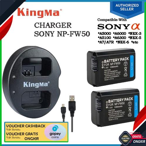 Jual KingMa Charger+Dual Battery NP-FW50 for Sony A6000 A5000 A7II ...