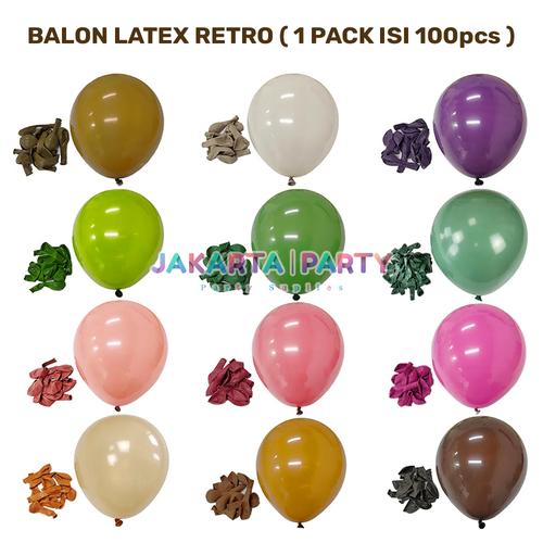 Jual Balon Latex Retro 1 Pack 100 Pcs / Balon Latex Vintage / Balon ...