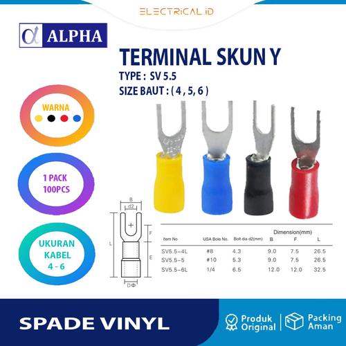 Jual Skun Kabel Y SVL 5.5-4mm, SV 5.5-5, SVL 5.5-6 Brand Alpha - 4mm, Merah - Kota Tangerang ...