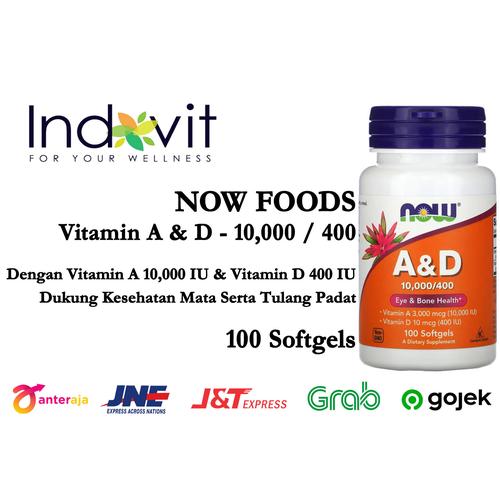 Jual Now Foods A&D 10000 / 400 IU 100 Vitamin Vit A & D AD 10000IU ...