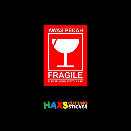 Jual Sticker Fragile awas barang pecah belah 5 CM x & 7 CM - Merah ...