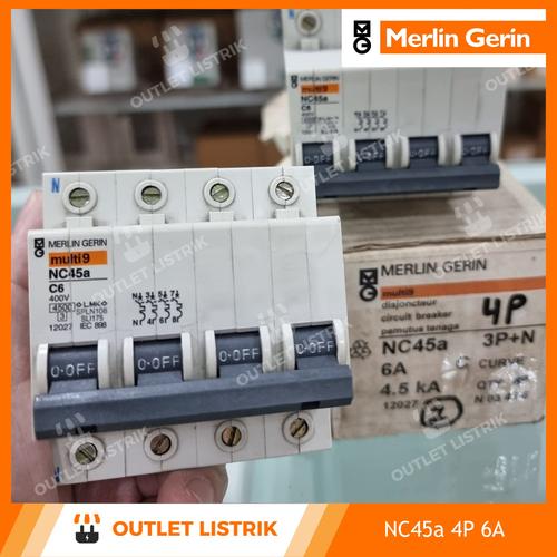 Jual MCB NC45a 4P 6A 10A 16A 20A 25A 32A 50A 63A Merlin Gerin MG Schneider - 6A - Kota Semarang ...