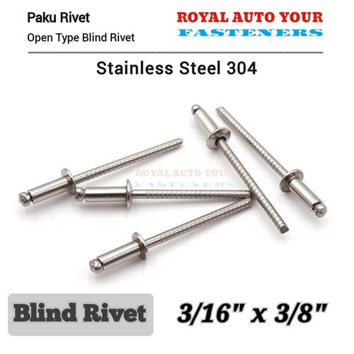 Jual Paku Rivet Stainless Steel 3/16 x 3/8" (M4.8x10) Blind Rivet SS304 ...