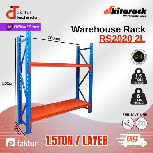 Promo KITARACK RS2020 Warehouse Rack Heavy Duty 2 Meter Rak Gudang 1.5 ...