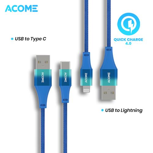Jual ACOME Kabel Data Gradien Biru hijau Fast Charging QC 3.0 18 W Seri ...