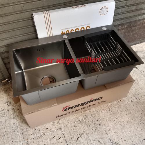 Jual Kitchen sink 8245 hitam / kitchen sink stainless hitam 82 x 45 ...