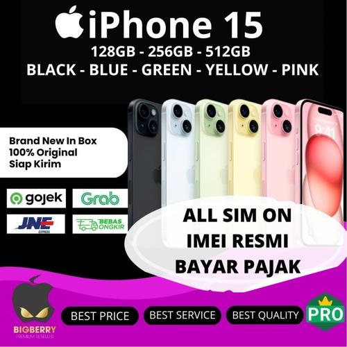 Jual Apple iPhone 15 128GB 256GB 512GB Black Blue Dual Nano IMEI RESMI ...