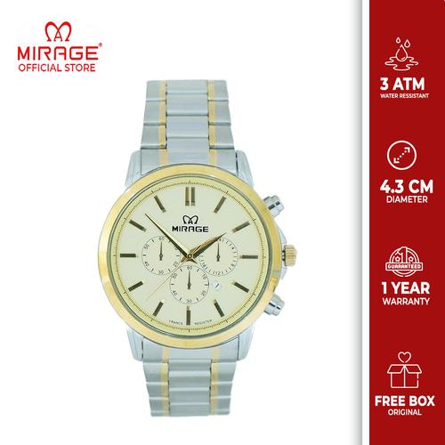 Promo Jam Tangan Pria Anti Air Mirage Analog Kombinasi Silver Gold 8789 ...