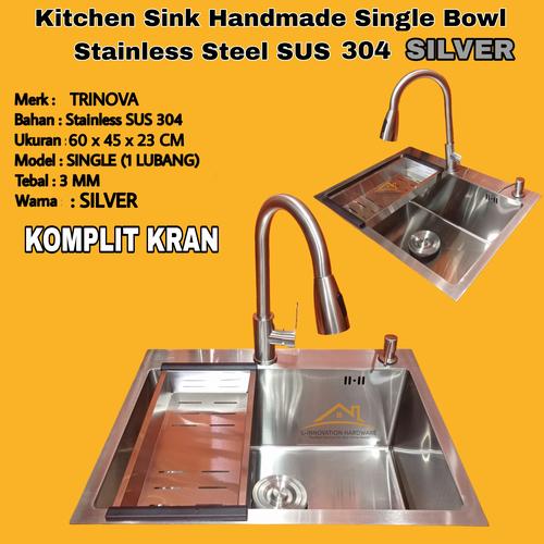 Promo Kitchen Sink Wastafel Bak Cuci Piring SILVER 6045 Stainless SUS ...