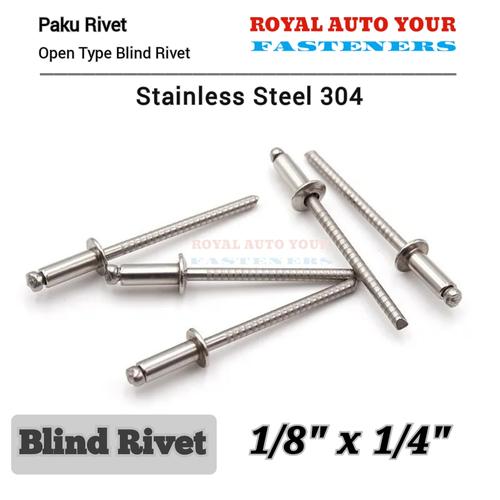 Jual Paku Rivet Stainless Steel 1/8 x 1/4" (3.2mm x 6mm) Blind Rivet ...