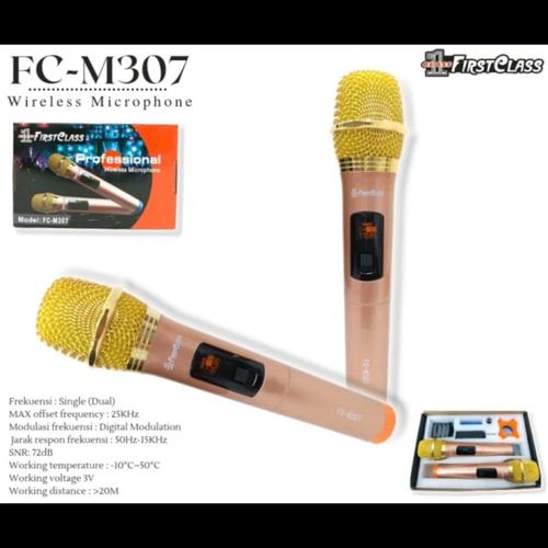 Jual MIC WIRELESS FIRSTCLASS FC M307 DUAL HANDLE MINI RECEIVER CHARGER ORI - Gold - Jakarta ...