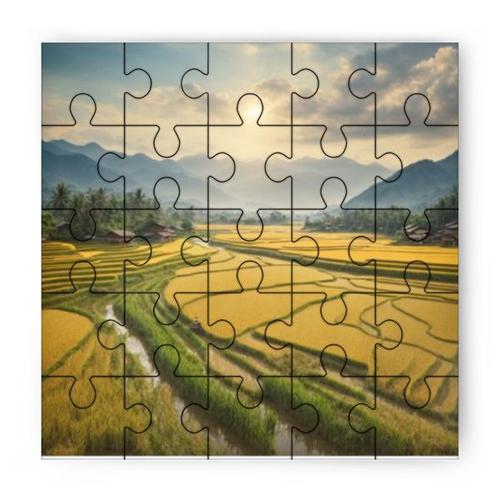 Jual Puzzle Kayu Kualitas Premium - Gambar Pemandangan Sawah dengan ...