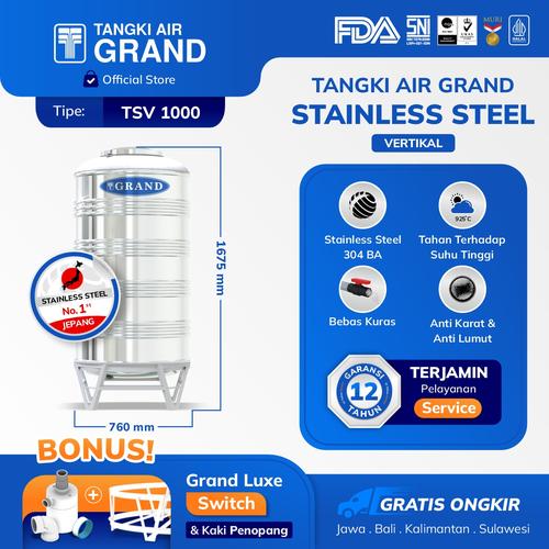 Promo Tangki Tandon TOren Air Stainless Grand TSV 1000 Garansi 12 Tahun ...