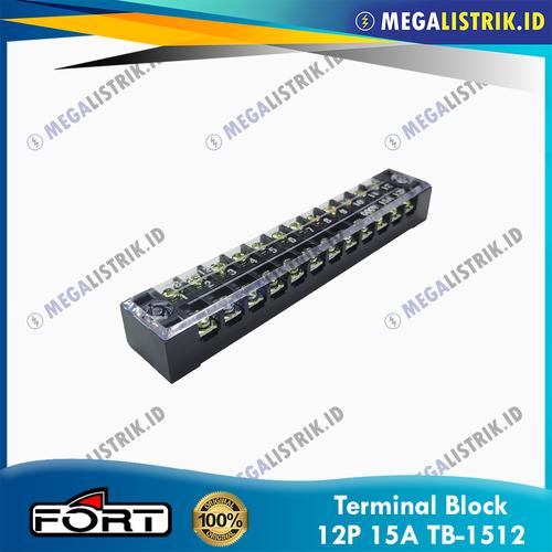 Jual Fort Terminal Block 12P 15A TB-1512 / Terminal Blok Kaca 12 Pole 15 Ampere STB TB1512 ...
