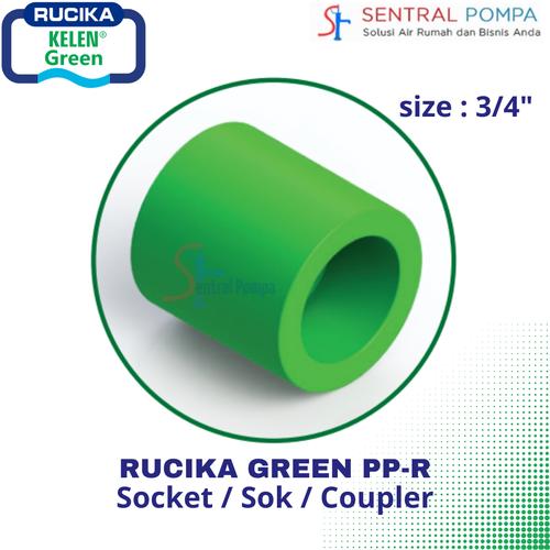 Jual Sock Sok Soket Coupler PPR 3/4" 3/4 Inch DN 25 mm Rucika Green ...