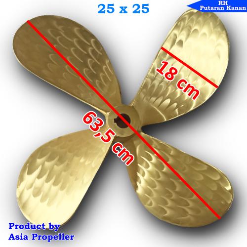 Jual Propeller / Baling baling kapal Kuningan ukuran 25 x 25 RH 4 Daun ...