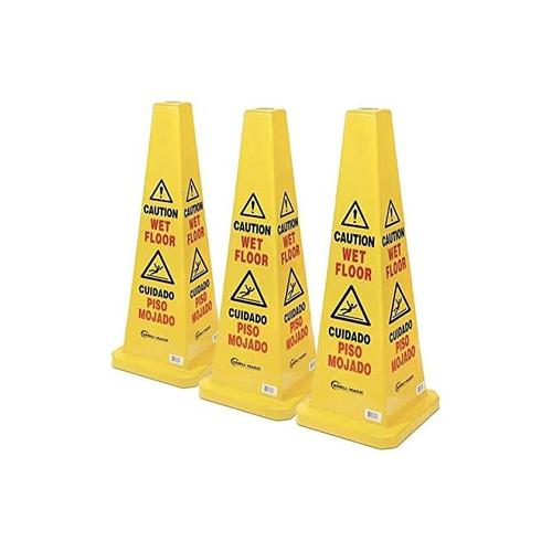 Jual Caution Wet Floor Cones 3 Pack26 Height EnglishSpanish Warnings ...