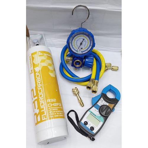 Jual Paket isi freon rumah AC R32 manifold selang adaptor tang ampere ...