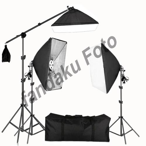 Jual Paket 3 softbox 4 socket lampu lighting studio dgn stand background - Tnpa tiang alas ...