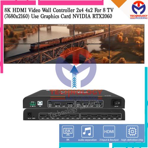 Jual 8K HDMI Video Wall Controller 2x4 4x2 For 8 TV (7680x2160) with ...