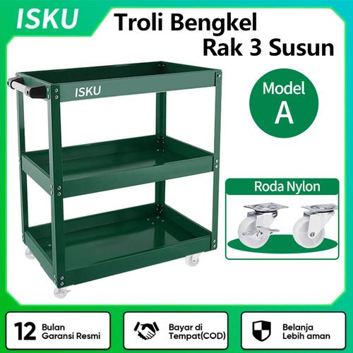Promo ISKU Troli Bengkel Rak 3 Susun Trolly Trolley Besi Tekanan Up To ...