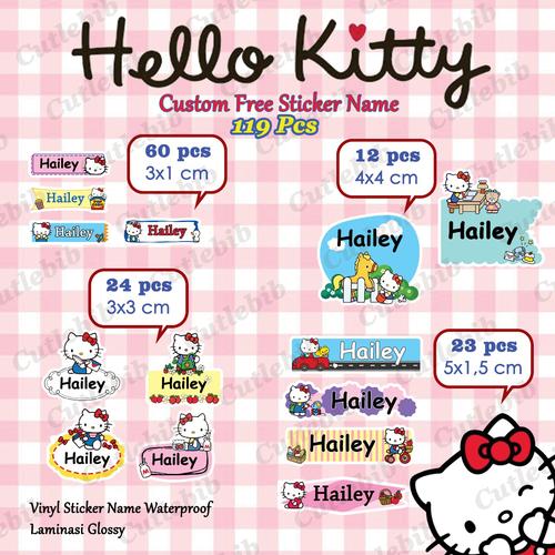 Jual stiker nama anak waterproof - Label nama - Hello Kitty - Hello ...