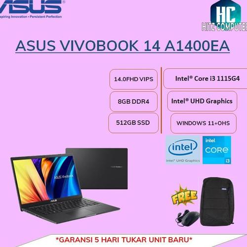 Jual Asus Book 14 A1400Ea Vips351 I3 1115G4 8Gb 512Ssd W11+Ohs 14.0Fhd ...