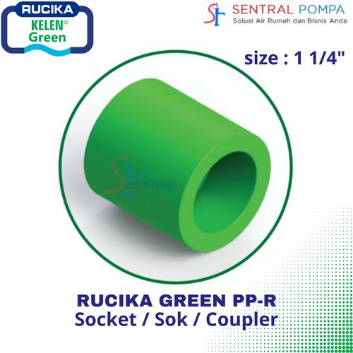 Jual Sock Sok Soket Coupler PPR 1 1/4" Inch DN 40 mm Rucika Green ...