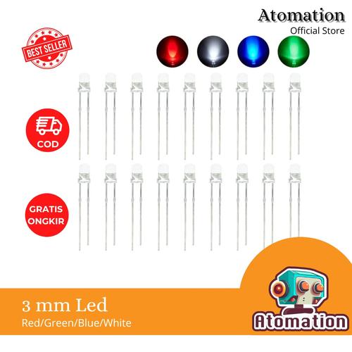Jual Led 3mm Super Bright Round Top Merah Biru Putih Hijau - Merah ...