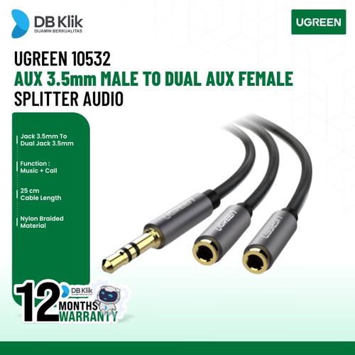 Jual Splitter Audio UGreen Aux 3.5mm Male to Dual Aux Female - Black ...