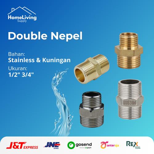 Jual Double nepel stainless water heater ariston , rinnai dll 1/2 inch - Stainless - Jakarta ...