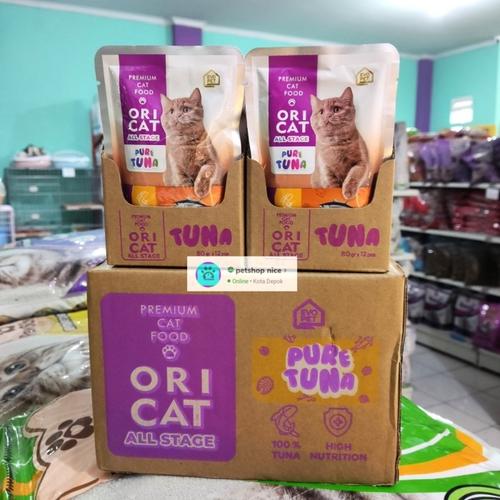 Jual ori cat sachet paket 12 pcs wet food kucing promo oricat 1 box ...