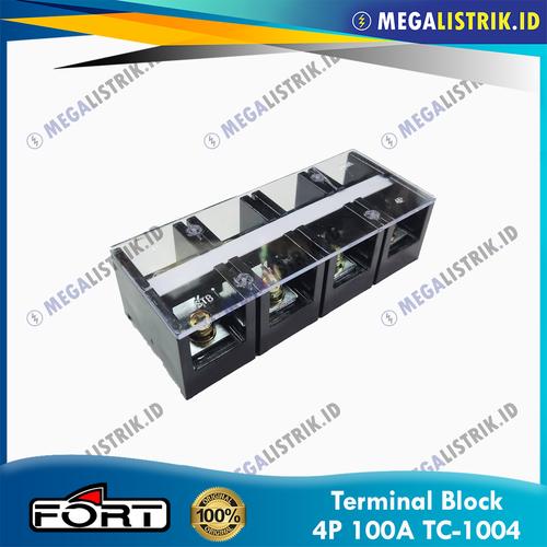 Jual Fort Terminal Block 4P 100A TC-1004 / Blok Kaca 4 Pole 100 A ...
