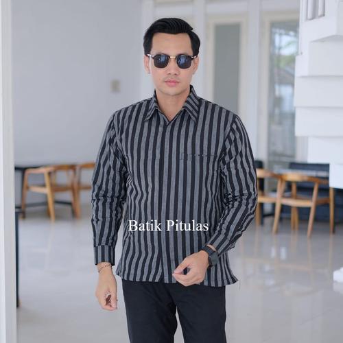 Jual BAJU LURIK PEDAN PRIA HITAM ABU LENAGN PANJANG LAPIS FURING - L ...