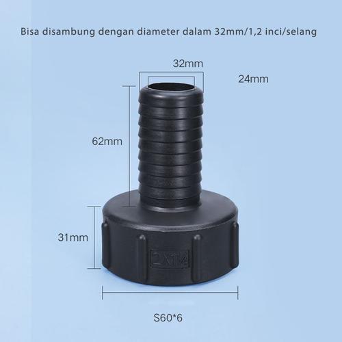 Jual IBC Tank Adaptor Kran Air S60x6 Adaptor Tangki IBC Tutup Tangki ...