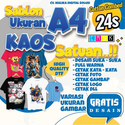 Jual Sablon DTF Ukuran A4 Kaos 24s Satuan - Kustom Desain Pria Wanita ...