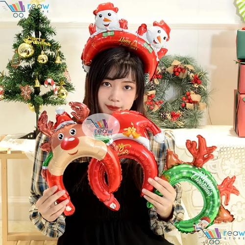 Jual Balon Foil Bando Merry Christmas Topi Natal Tanduk Rusa Santa ...