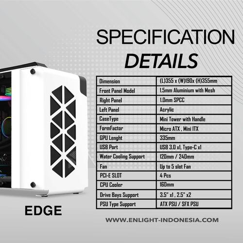 Jual Casing Enlight Edge - microATX Case Enlight with Handle - Jakarta ...