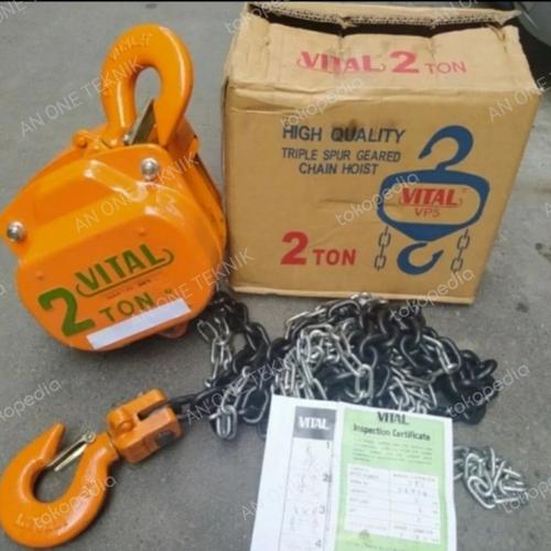 Jual Vital Chain Block 1 Ton x 10 M - Takel Hand Chain Pulley Block ...