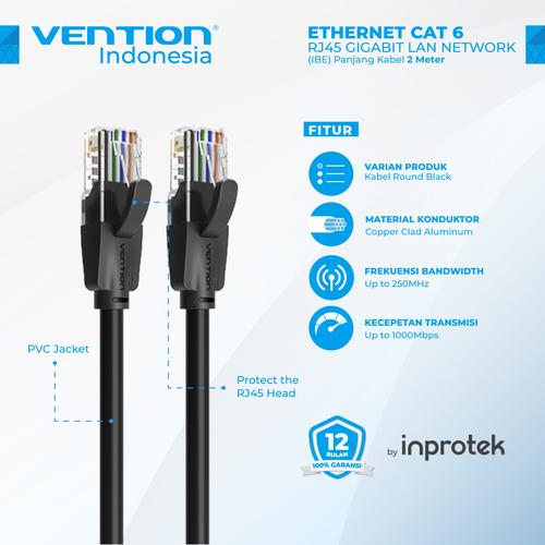Promo Vention IBE 2M Kabel LAN Ethernet RJ45 Cat.6 UTP - Hitam ...