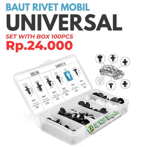 Promo Baut Klip Kancing Rivet Spakboard Bumper Mobil Universal 100 pcs ...