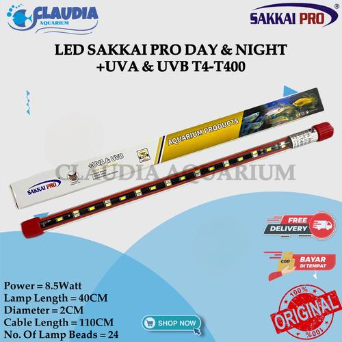 Jual Lampu LED Aquarium SAKKAI PRO DAY AND NIGHT UVA UVB T4 T400 40CM ...