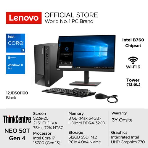 Jual Lenovo PC ThinkCentre Neo 50t Gen 4 i7 13700 8GB 512GB Tower Win11 Pro - Jakarta Pusat ...