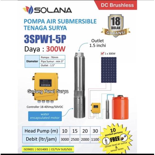 Jual Paket Submersible Pump Pompa Solana 300W + Controller + Panel Surya - Jakarta Barat ...