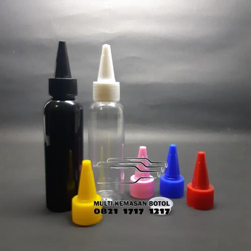 Jual Botol Plastik 100ml Boston Round - Tutup Corong isi 100pcs - Botol ...