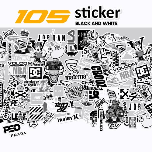 Jual STICKER CASE HITAM PUTIH BLACK AND WHITE ISI 108 105 50 PCS RANDOM ...