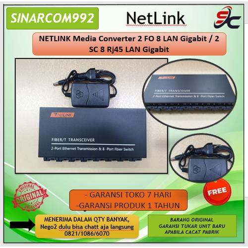 Jual NETLINK Media Converter 2 FO 8 LAN Gigabit / 2 SC 8 Rj45 LAN ...