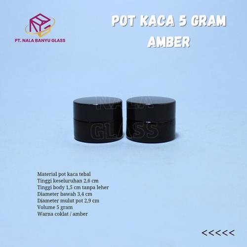 Jual pot kaca amber / botol kaca pot cream amber 5ml / pot jar amber ...